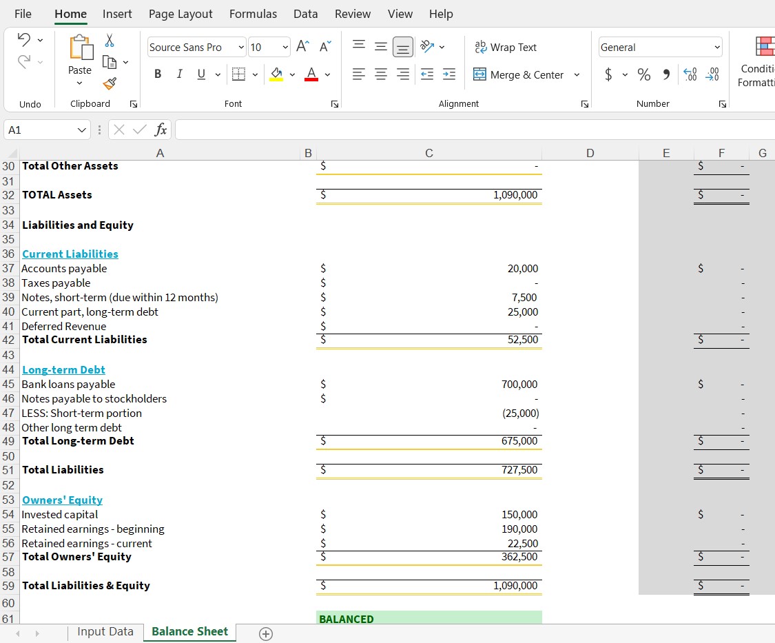 Church Balance Sheet Template Free ProjectionHub